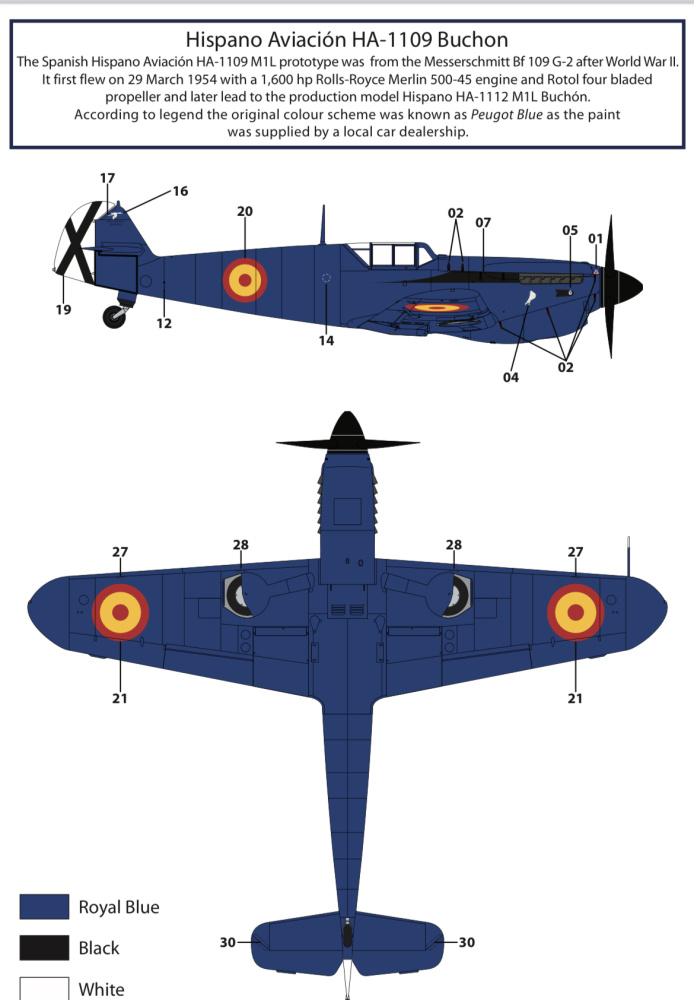 Buy 1/24 Scale HA- 1109 M1L Buchon Prototype Decals - Buchon Scale Models